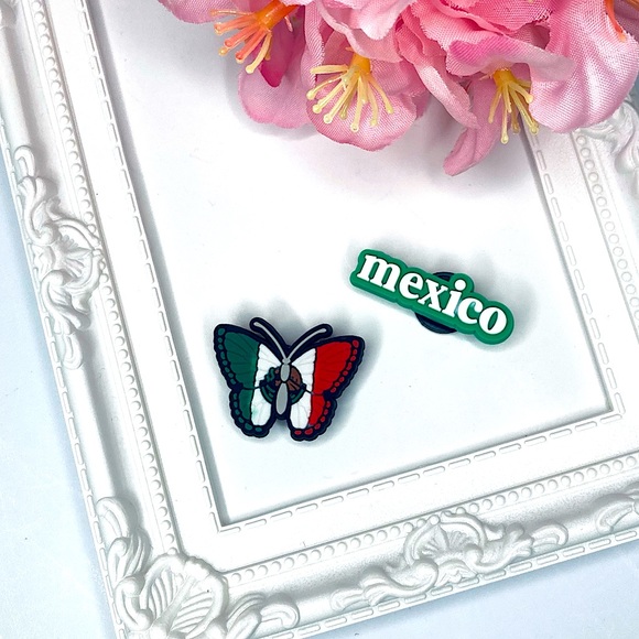 Accessories | Mexico Mexican Flag Butterfly Shoe Charms For Crocs Clogs ...